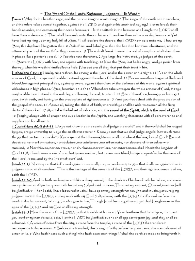 The Sword of The Lord's Righteous Judgment - His Word | PDF | Armor Of ...