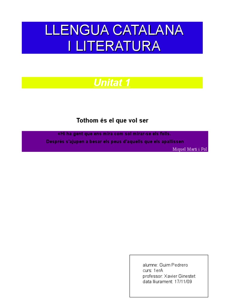 Dossier Unitat 1 Català | PDF