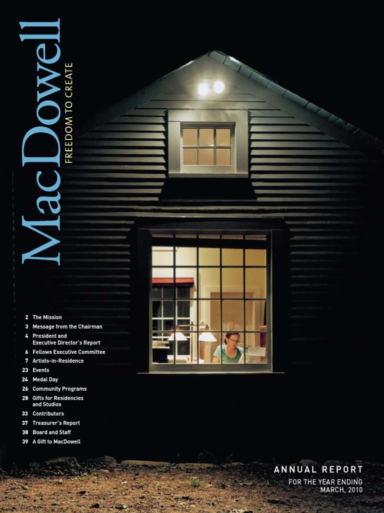 MacDowell Colony Annual Report 2010 | PDF | Arts (General ...