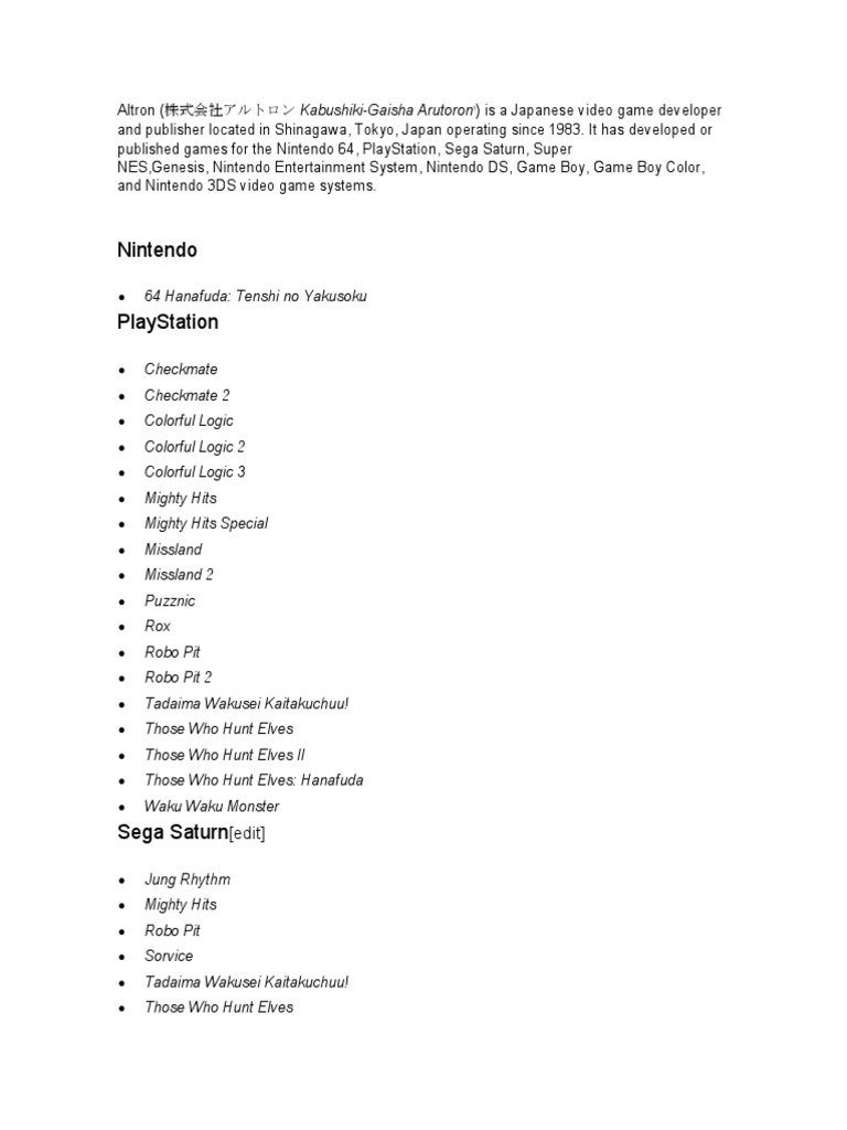 Altron | PDF | Video Game Development Companies | Video Games