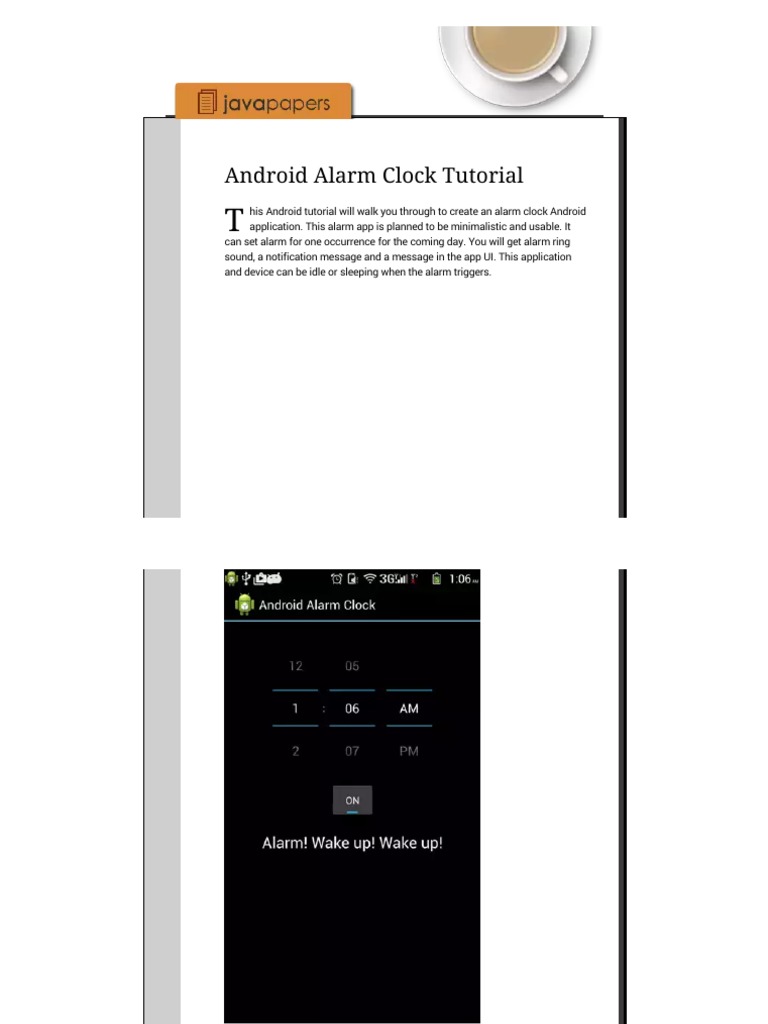 Android Alarm Clock Tutorial - Java Tutorial Blog PDF | PDF | Android ... Android Alarm Clock Tutorial - Java Tutorial Blog PDF | PDF | Android ...