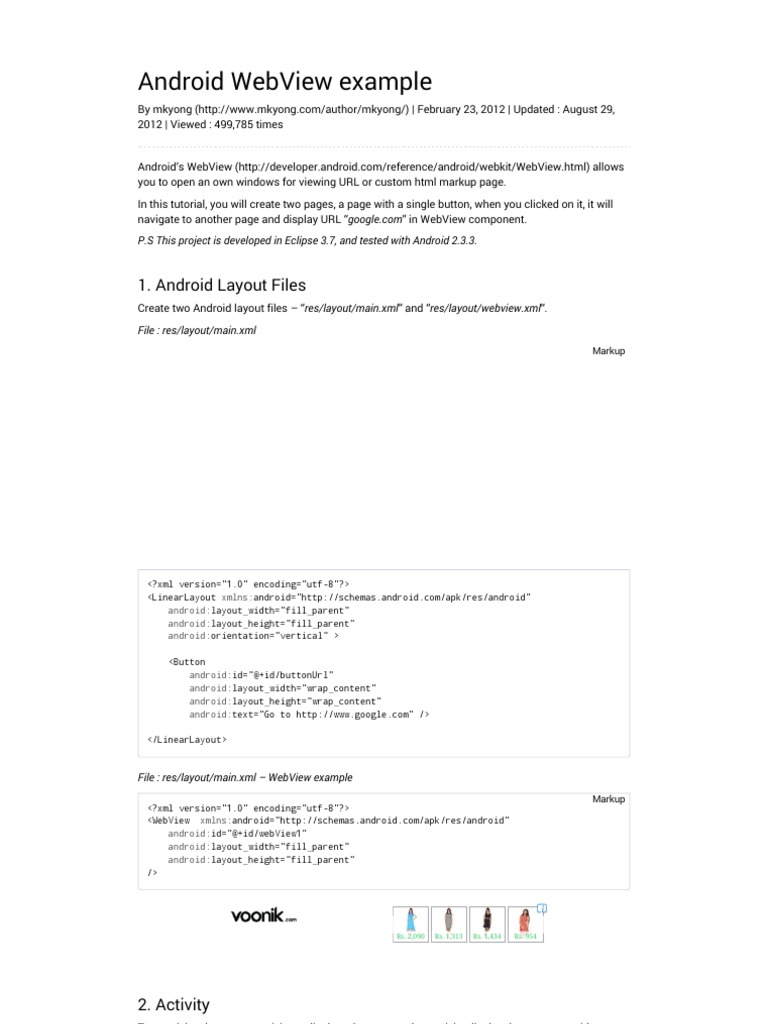 Android WebView Example PDF | PDF | Android (Operating System) | Java (Programming Language)