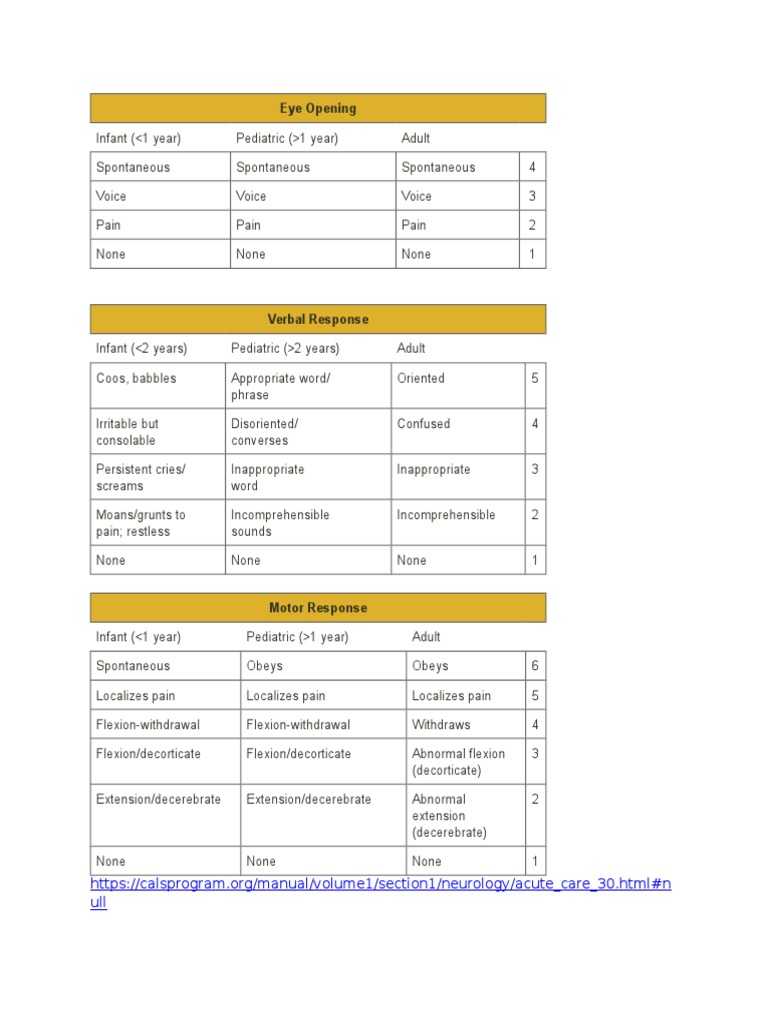 Pediatric Glasgow Coma Scale Guide | PDF