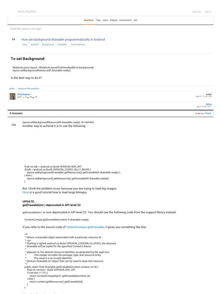 How Set Background Drawable Programmatically In Android Stack Overflow Pdf Identifier