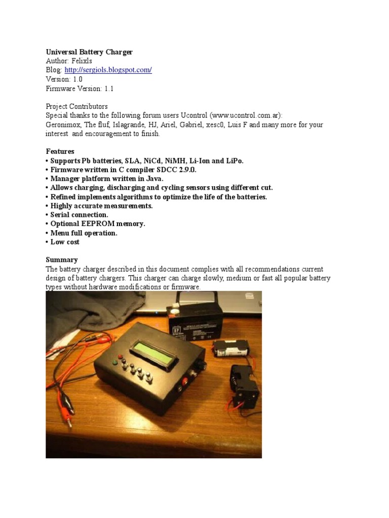 Universal Battery Charger En Pdf Battery Charger Battery