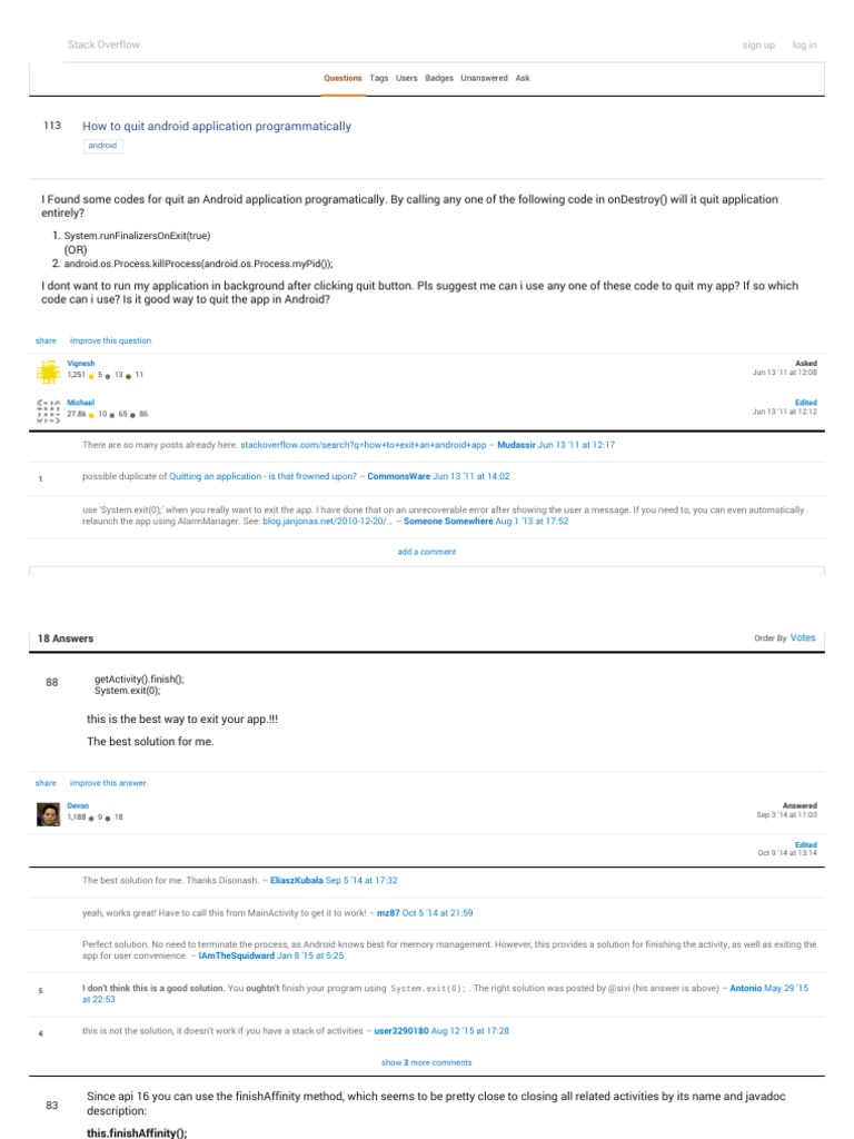 How To Quit Android Application Programmatically Stack Overflow Pdf