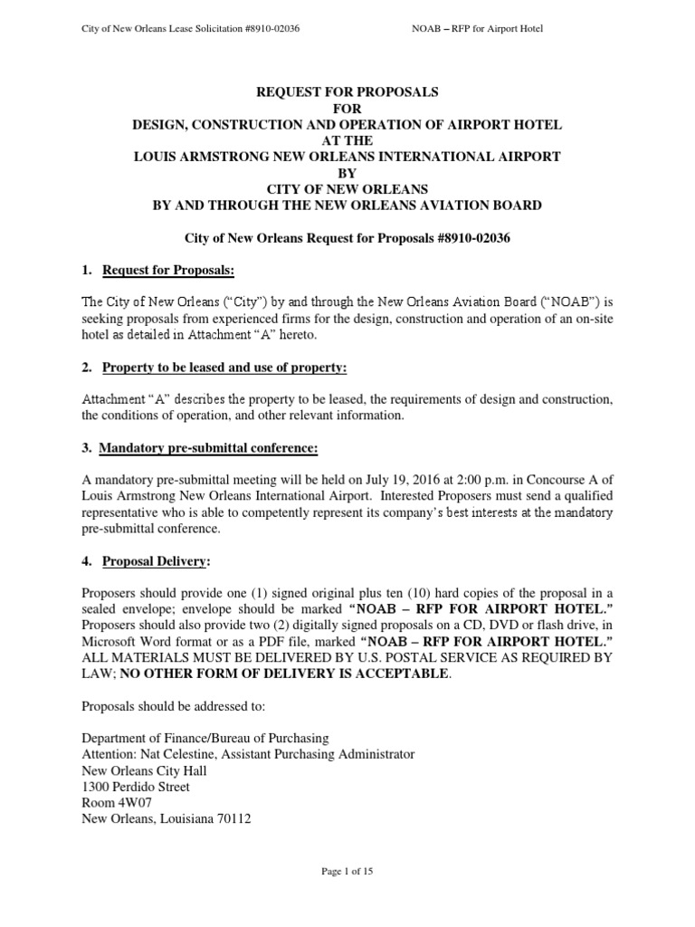 RFP For Airport Hotel Design Construction and Operation | Surety Bond ...