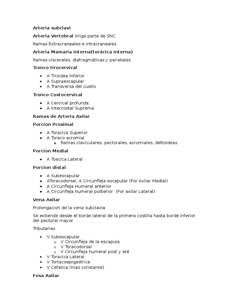 Fosa Axilar | PDF | Extremidades (anatomía) | Sistema musculoesquelético