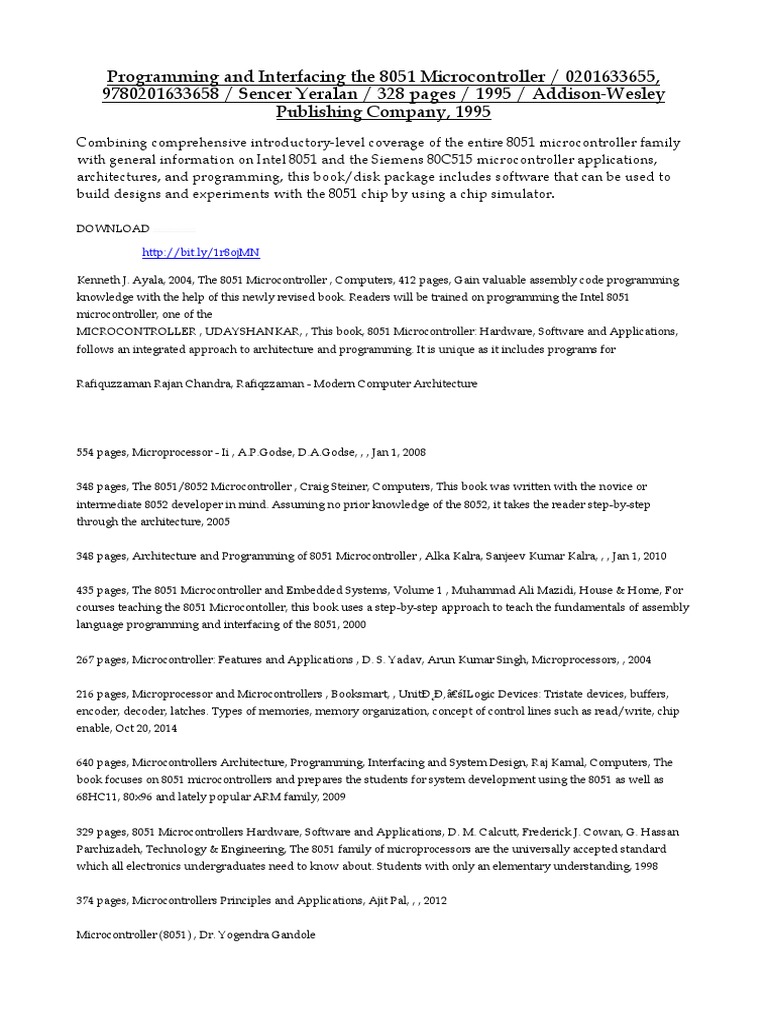 Programming and Interfacing The 8051 Microcontroller | PDF ...