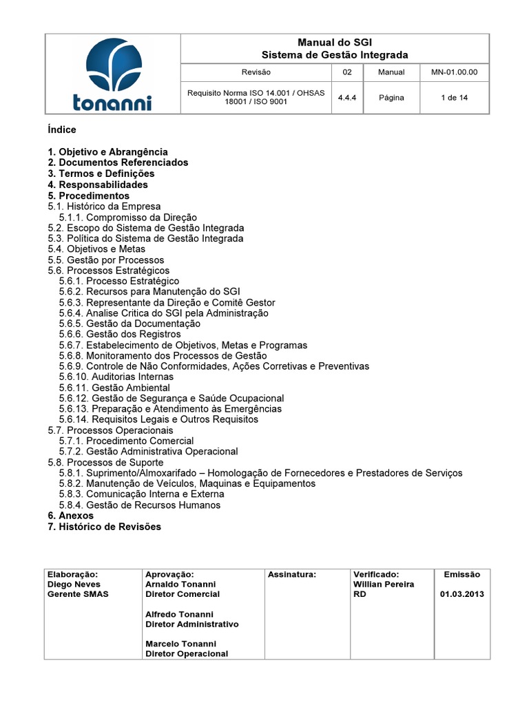 Manual Do Sgi | PDF | Qualidade (negócios) | Gestão de recursos humanos