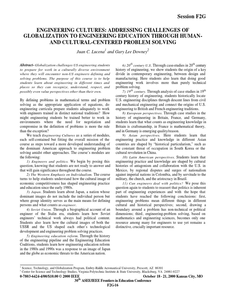 Session F2G Engineering Cultures: Addressing Challenges of ...