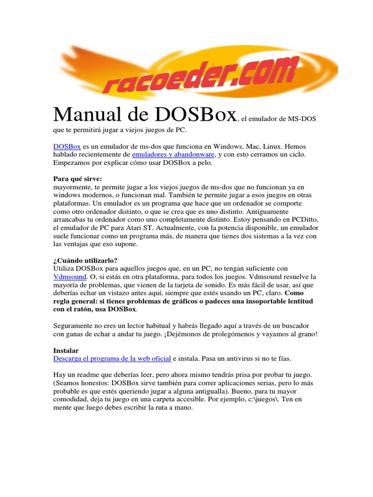 Manual de DOSBox | PDF | Computadoras personales | Emulador