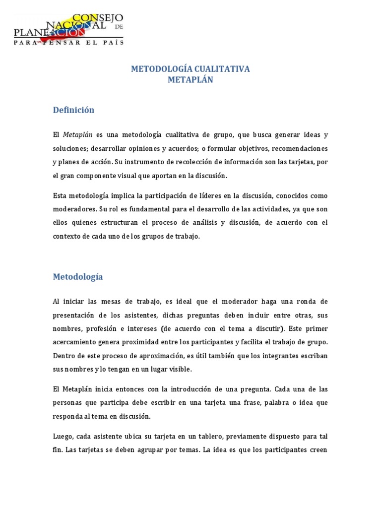 Metaplán: Metodología y Proceso Creativo | PDF