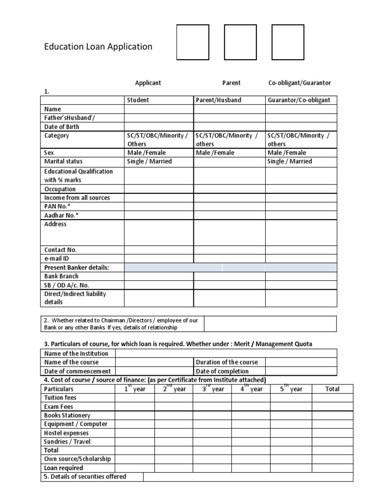 Indian Bank- Education Loan Application Form (1) | Loans | Credit