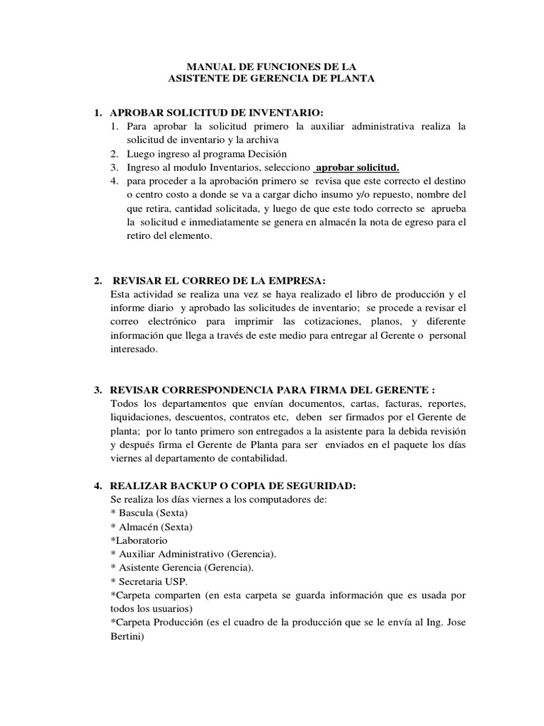 Funciones de Asistente Gerencial | PDF | Apoyo | Contabilidad