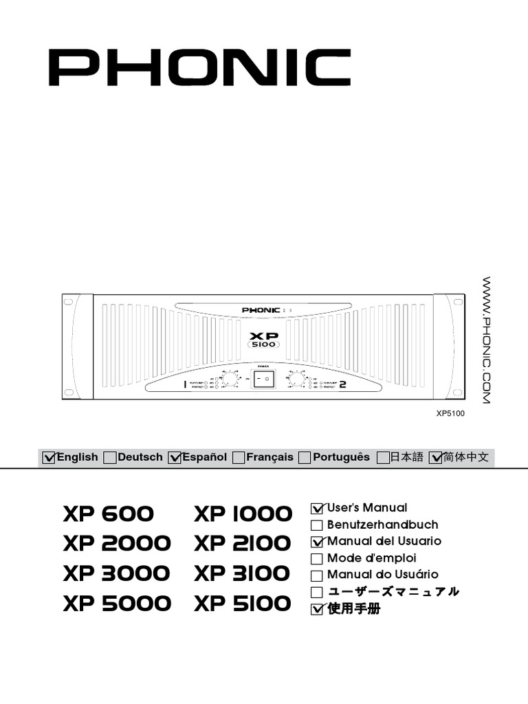 Hfe Phonic xp600 1000 2000 2100 3000 3100 5000 5100 en Es CN | PDF ...