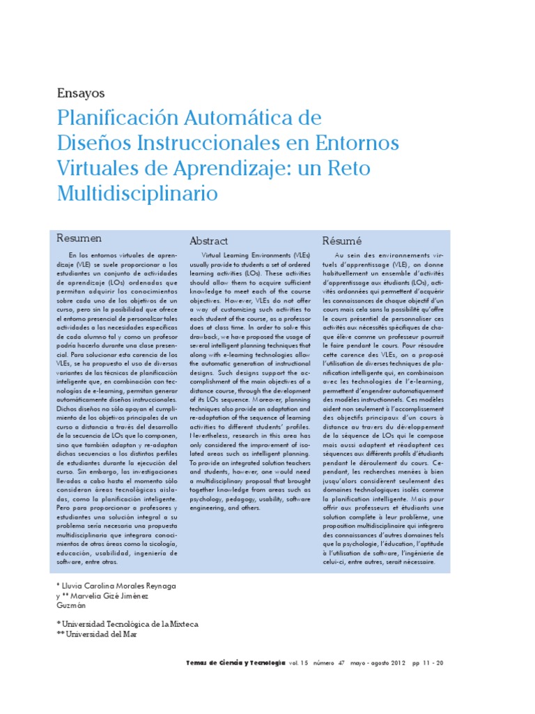 Planificacion Automatica | PDF | Tecnologia Educacional | Aprendizaje