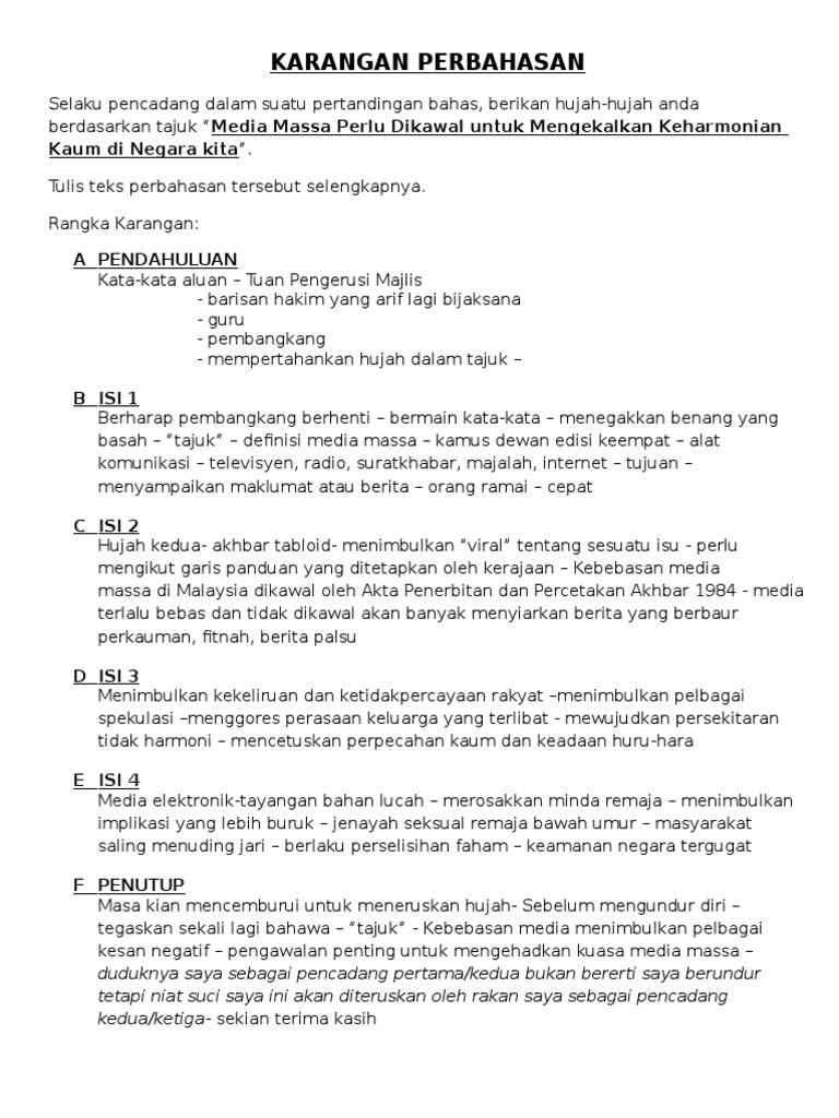 Karangan Perbahasan-Media Massa | PDF | Ilmu Sosial | Sejarah
