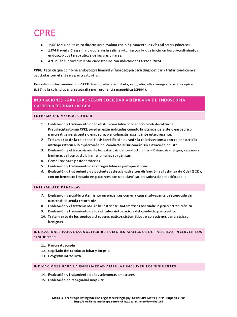 CPRE (Colangiopancreatografía Retrógrada) | PDF | Enfermedades ...