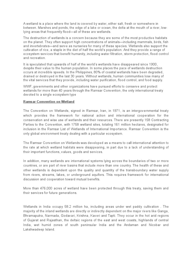 Conservation of Wetlands | PDF | Wetland | Conservation Biology