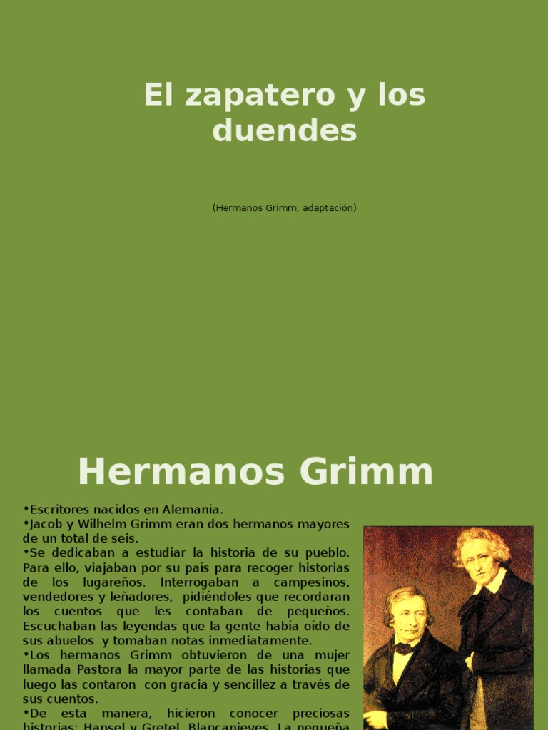 El zapatero y los duendes: Cuento Grimm | PDF | Hermanos Grimm | Ocio