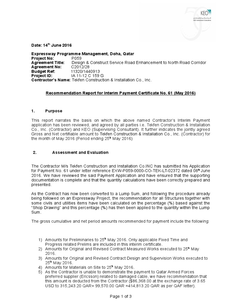 Recommendation Report IPC 61 - 25 May 2016 Edited Check | PDF | Invoice ...