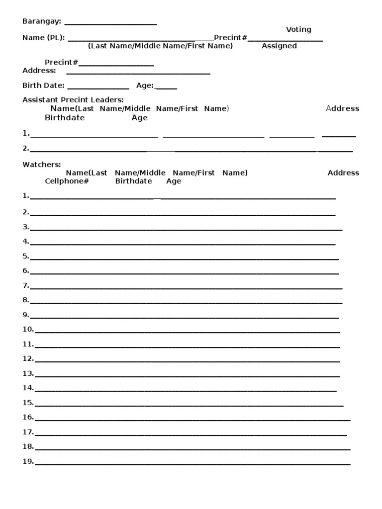 Name Birthdate Age 1. | PDF