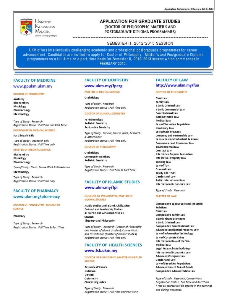 UKM Graduate Studies Application 2012/2013 | PDF | Science ...