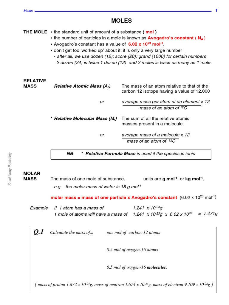 Moles | PDF | Mole (Unit) | Gases