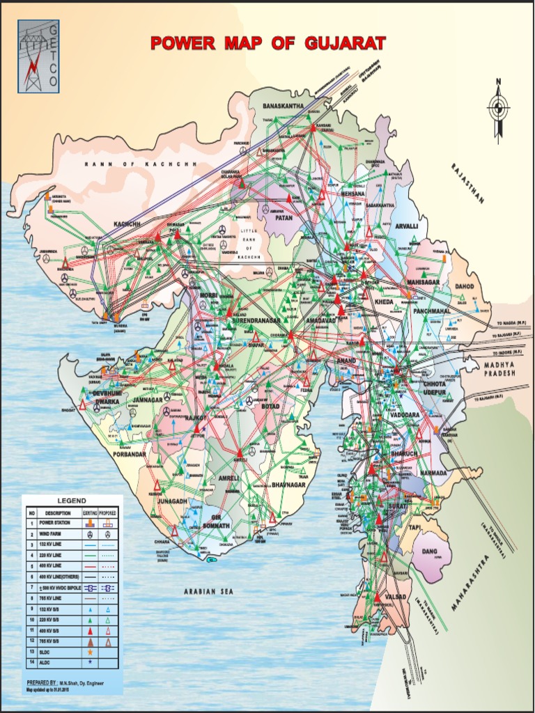 Gujarat Power Grid and Transmission Map | PDF
