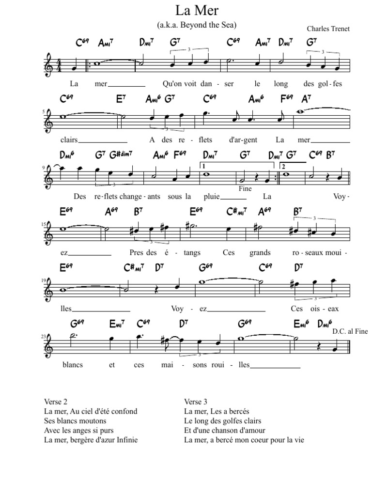La Mer Charles Trenet PDF | PDF | Chansons écrites