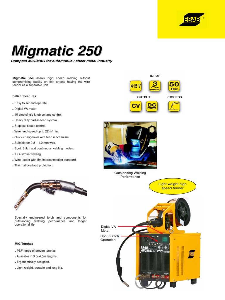 Migmatic 250: A Compact MIG/MAG Welder for High Speed Welding of Thin ...