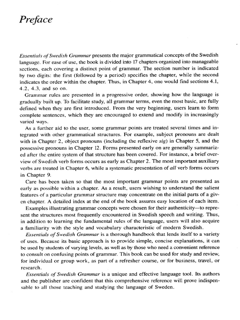 Essentials of Swedish Grammar PDF | PDF