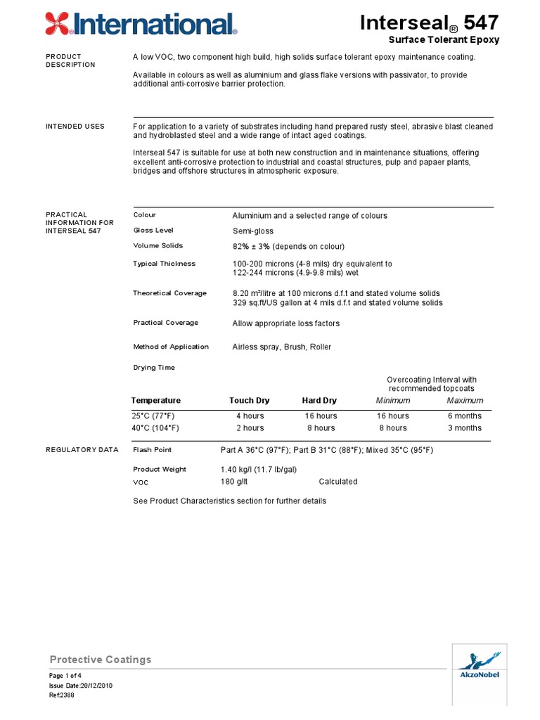 Interseal 547 Paint | PDF | Epoxy | Abrasive