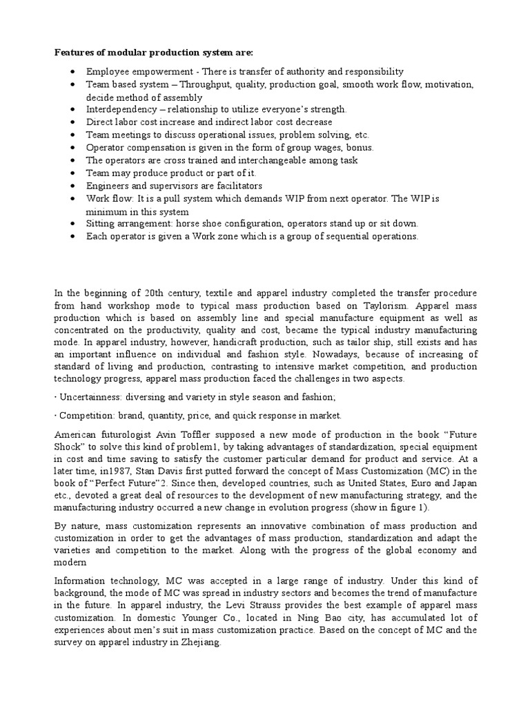 Features Of Modular Production System Are Pdf Operations Management
