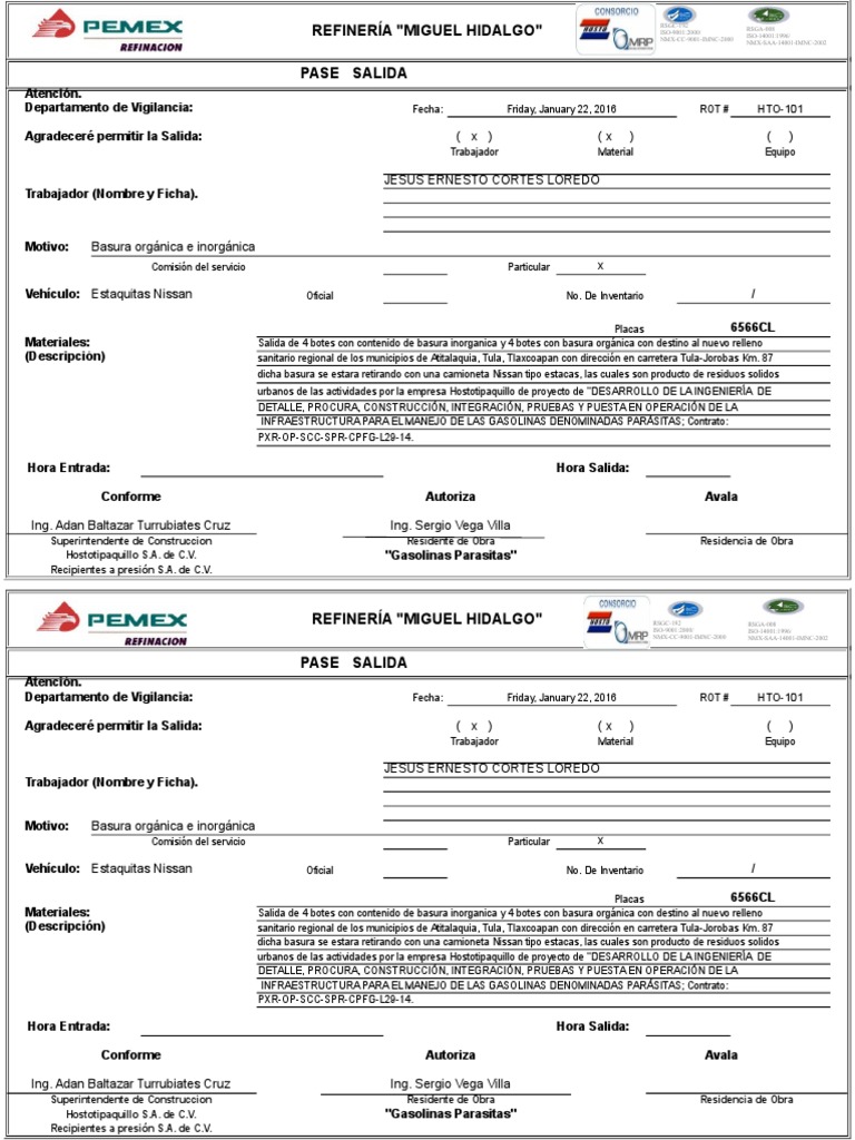 formato pemex | Residuos | Refinería de petróleo