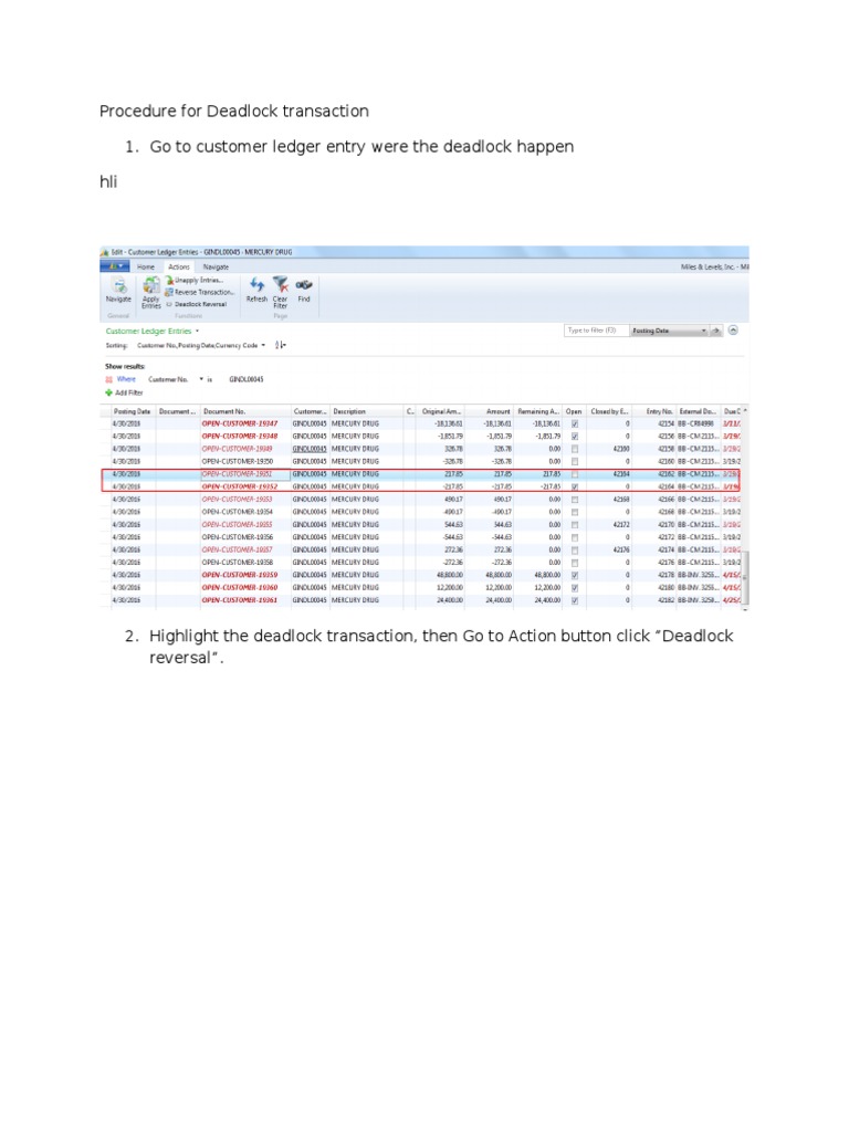 Procedure For Deadlock Transaction | PDF | Finance & Money Management