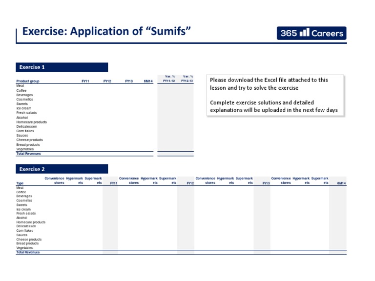 Sumifs Exercise for Revenue Analysis | PDF
