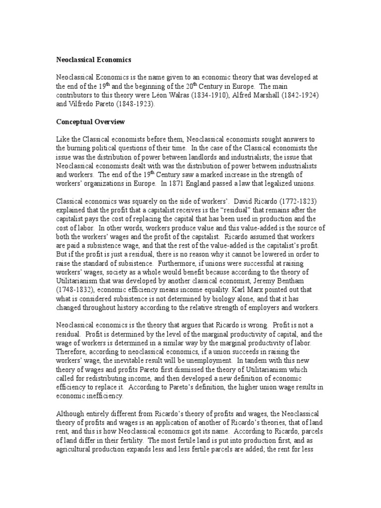 Neoclassical Economics | PDF | Neoclassical Economics | Classical Economics