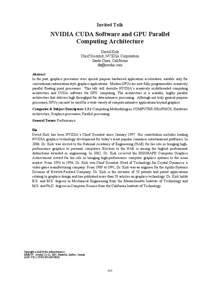 NVIDIA CUDA Software and GPU Parallel Computing Architecture | PDF | Graphics Processing Unit ...