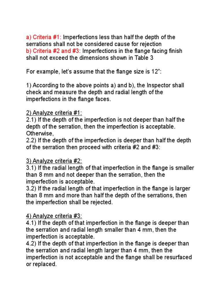 Flange Surface Inspection Criteria | PDF