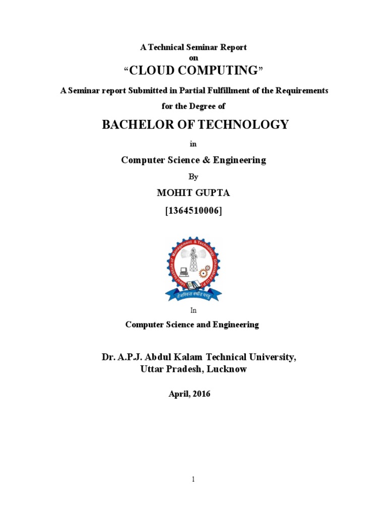 Cloud Computing: Computer Science & Engineering Mohit Gupta (1364510006) | PDF | Cloud Computing ...