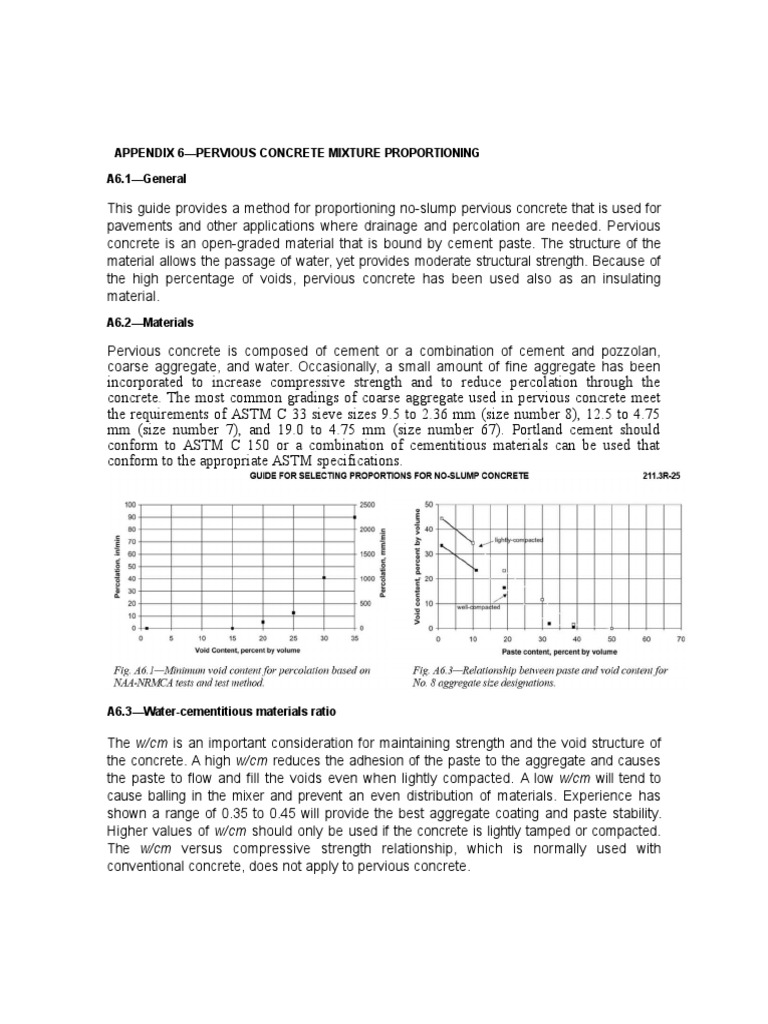 Appendix 6-Pervious Concrete Mixture Proportioning A6.1-General | PDF | Construction Aggregate ...