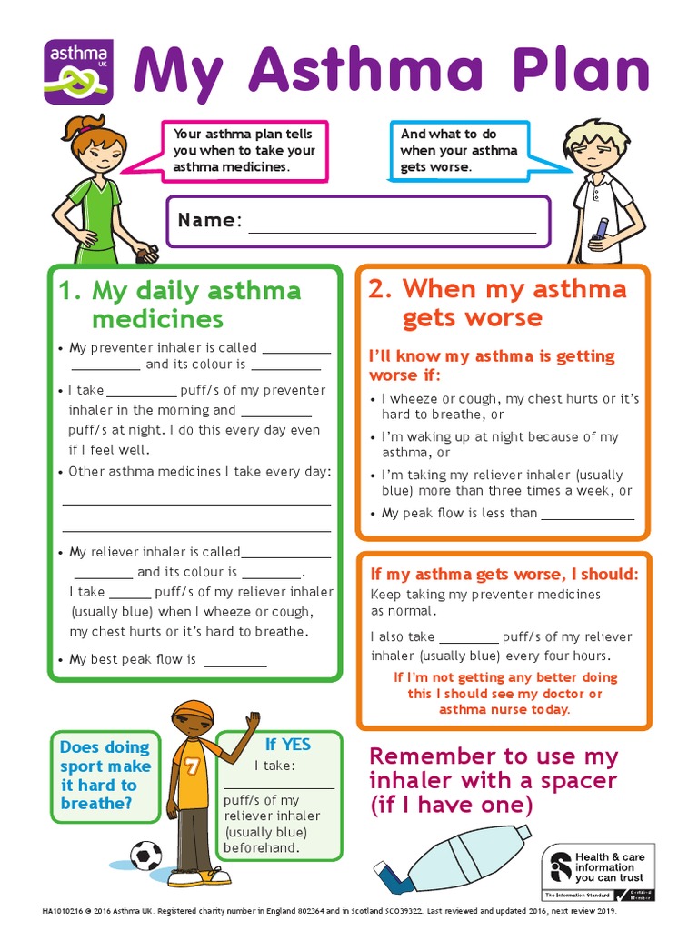 Child Asthma Action Plan | PDF | Asthma | Cough
