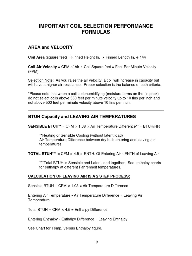 COIL Selection Formulas PDF | PDF | Temperature | Building Engineering