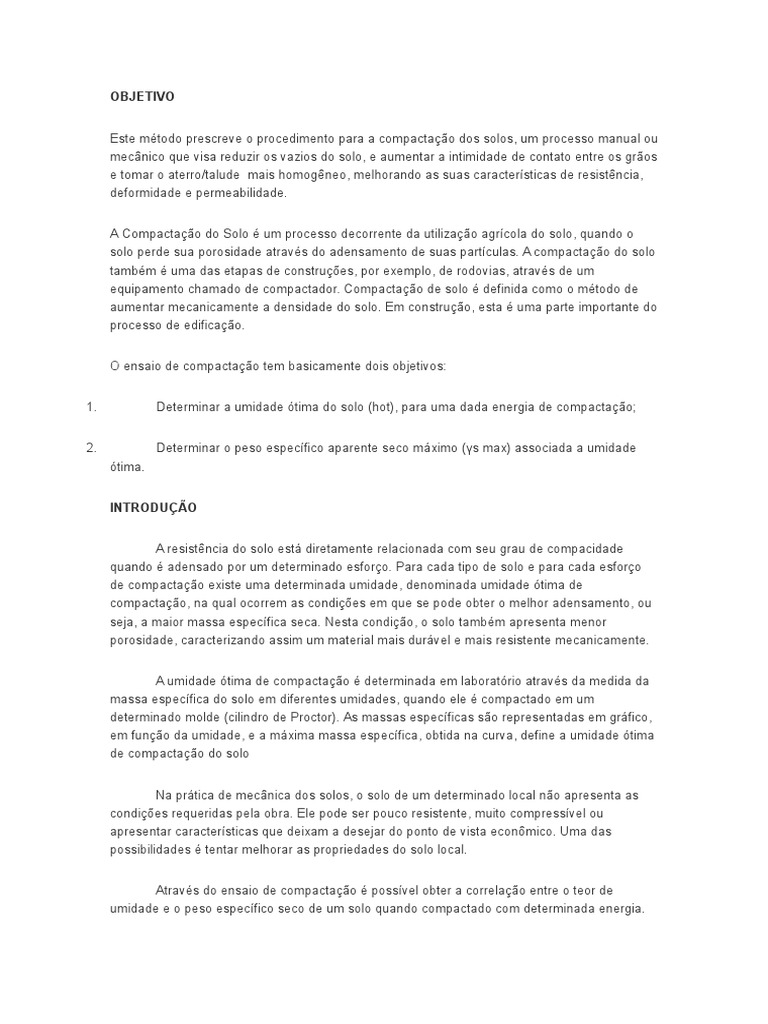 Compactação - Proctor NORMAL | PDF | Mecânica dos solos | Solo