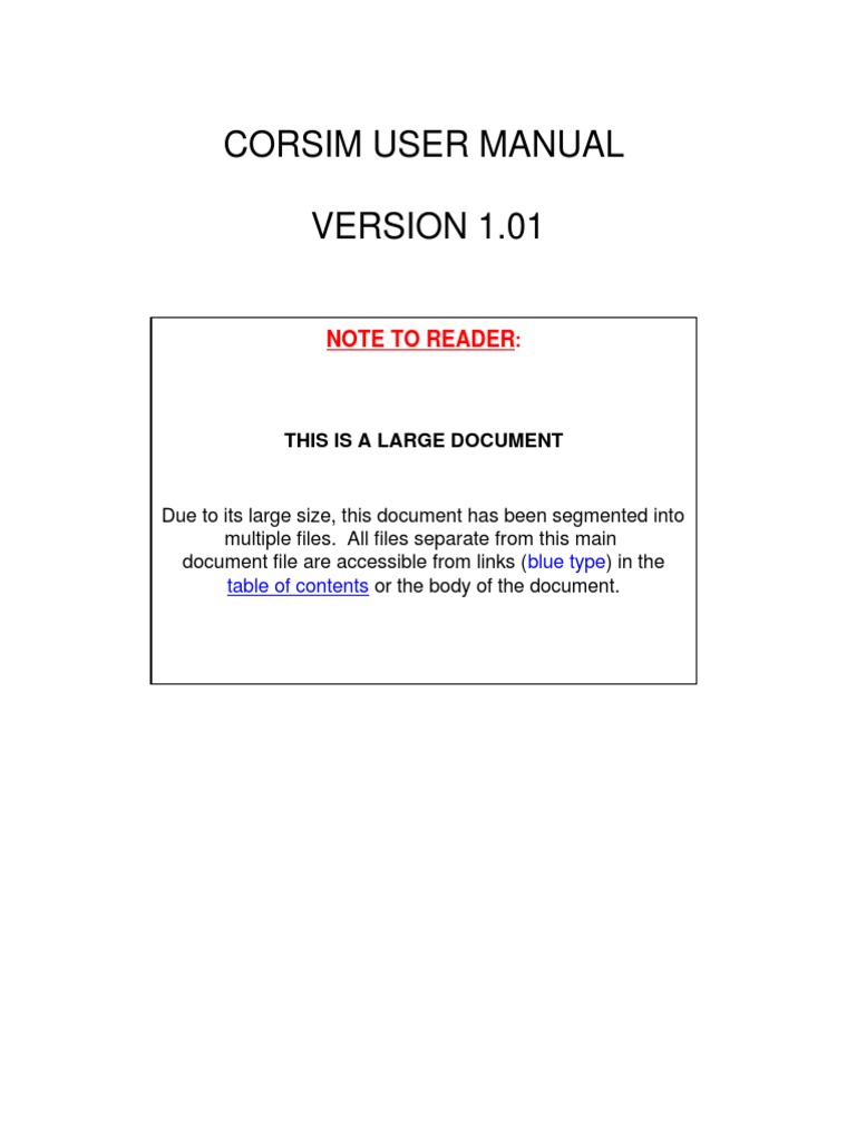Corsim User Manual: Note To Reader | PDF | Traffic | Computer Simulation