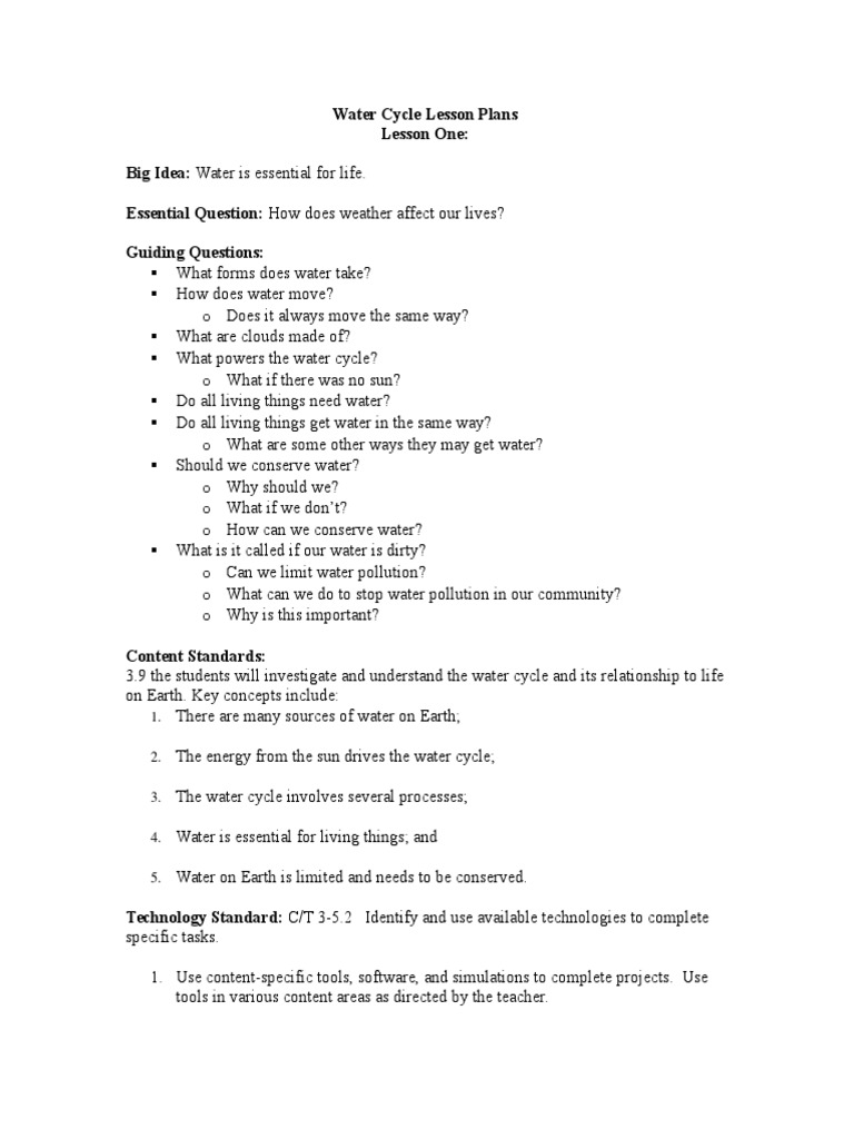 Water Cycle Unit Lessons | PDF | Water Cycle | Water