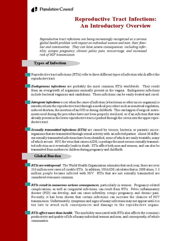 Reproductive Tract Infections: An Introductory Overview: Types of ...