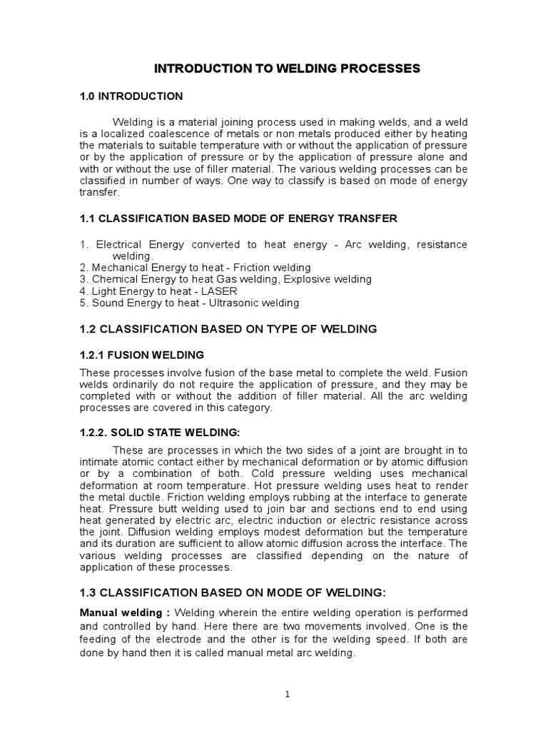 Introduction To Welding Processes: 1.2 Classification Based On Type of ...